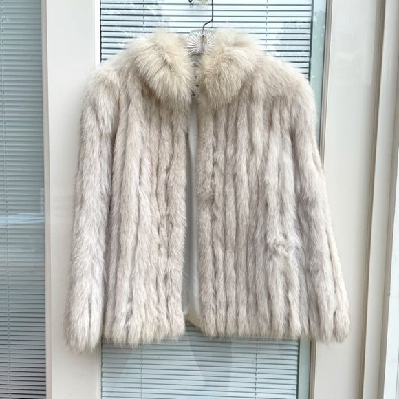 Saga Furs | Jackets & Coats | Saga Fox Ivory Silver White Fox Fur Short Jacket Coat Bridal ...